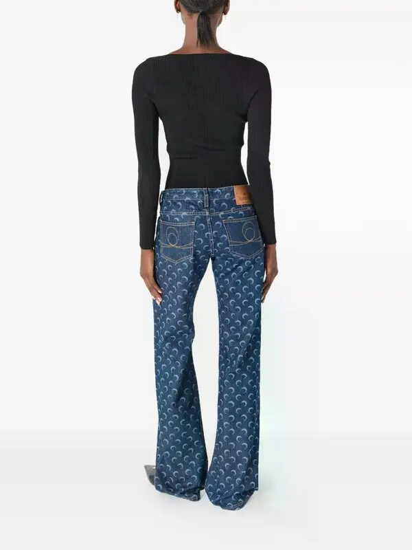 MARINE SERRE Ribbed Cut-out Cardigan With Moon Clips