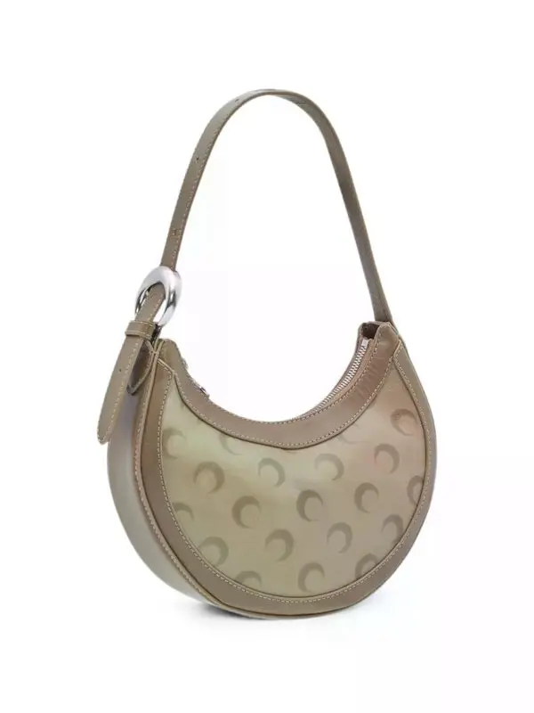 MARINE SERRE Faded-leather Moon Eclips Mini Bag - Neutrals