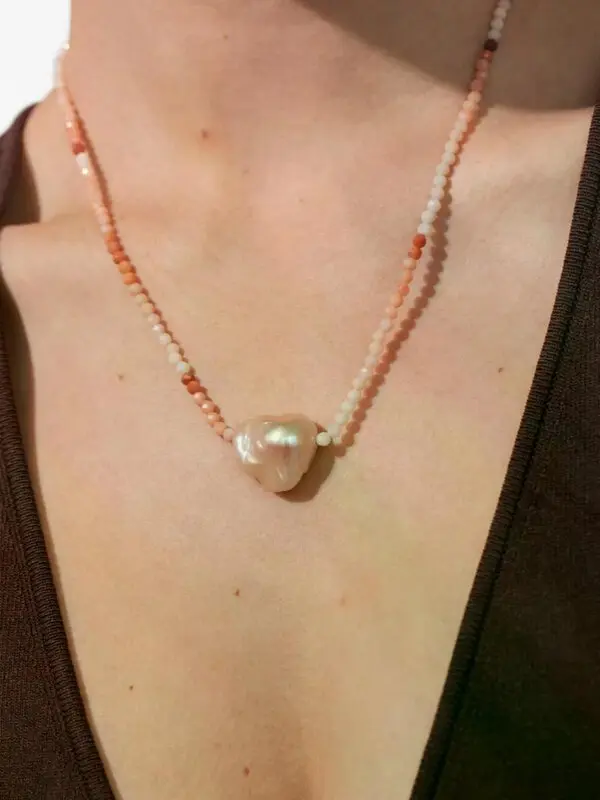 JENNIFER BEHR Whitley Opal Necklace With Pearl Pendant - Neutrals