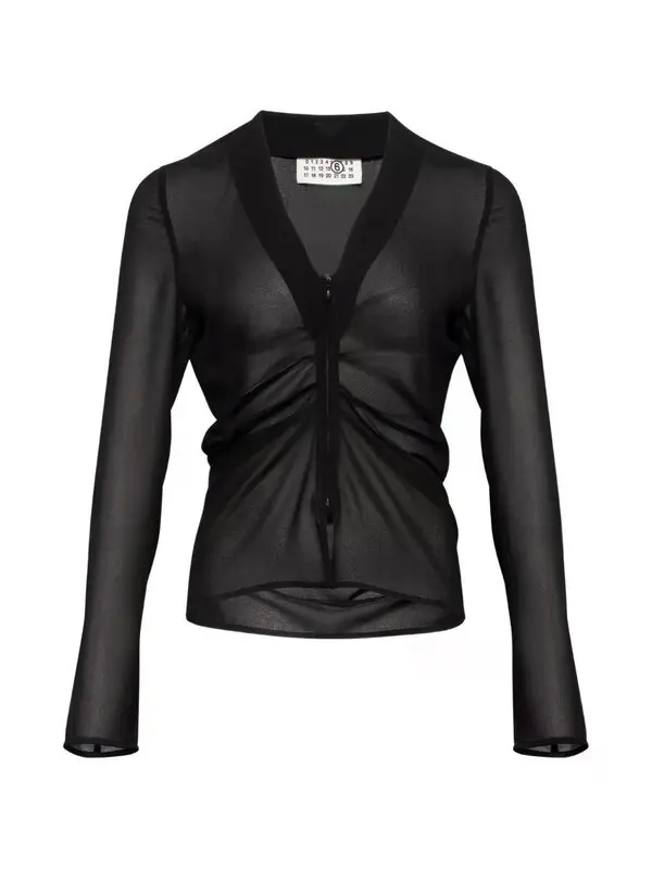 MAISON MARGIELA Sheer Chiffon V-neck Top