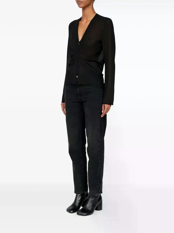 MAISON MARGIELA Sheer Chiffon V-neck Top