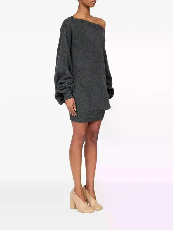 MAISON MARGIELA Mélange Merino Wool Off-shoulder Mini Dress