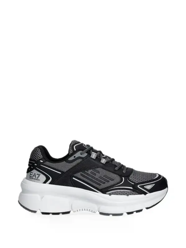 EA7 Logo Print Mesh Sneakers - Black