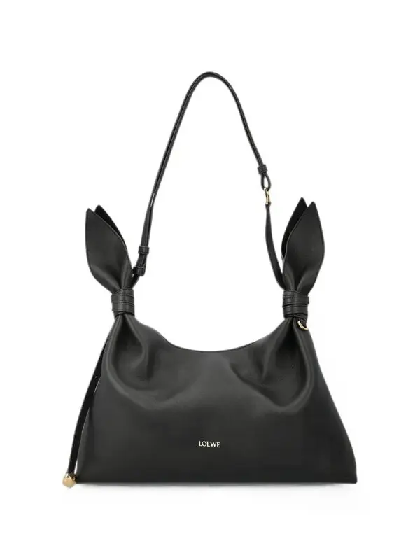 Loewe Paseo Knotted Leather Shoulder Bag - Black