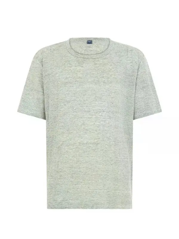 Fedeli Striped Linen T-shirt - Grey