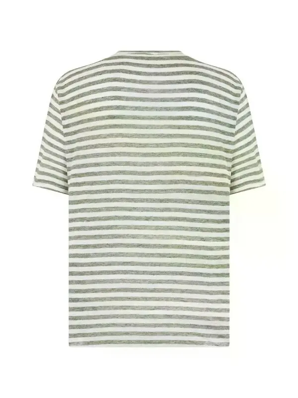Fedeli Striped Linen T-shirt - Green