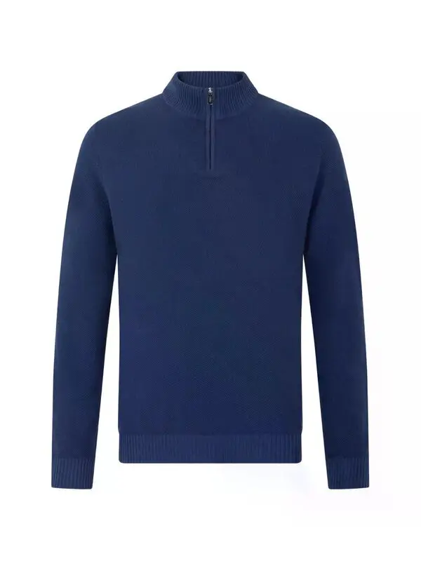 Fedeli Quarter-zip Cotton Sweater - Blue