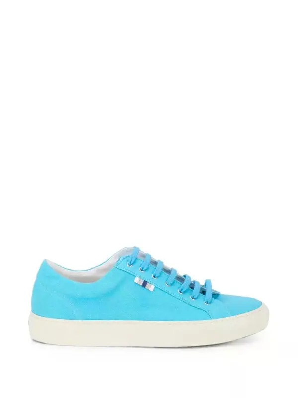 Fedeli Lace-up Cotton Canvas Sneakers - Blue