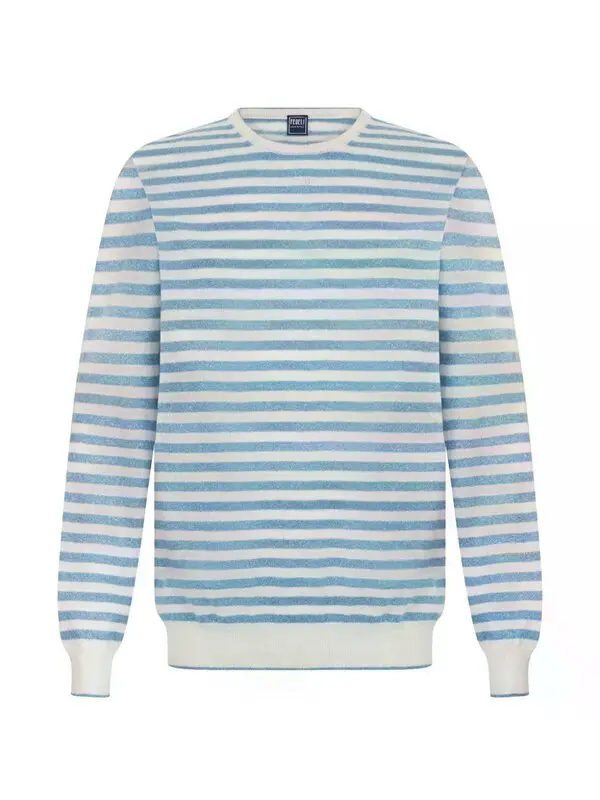 Fedeli Striped Crew-neck Sweater - Neutrals