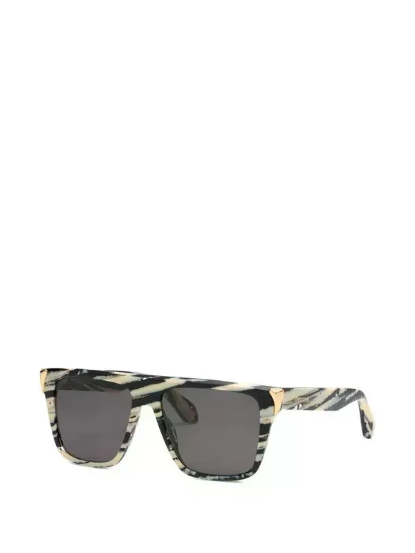 Roberto Cavalli Zebra-print Square-frame Sunglasses - Black