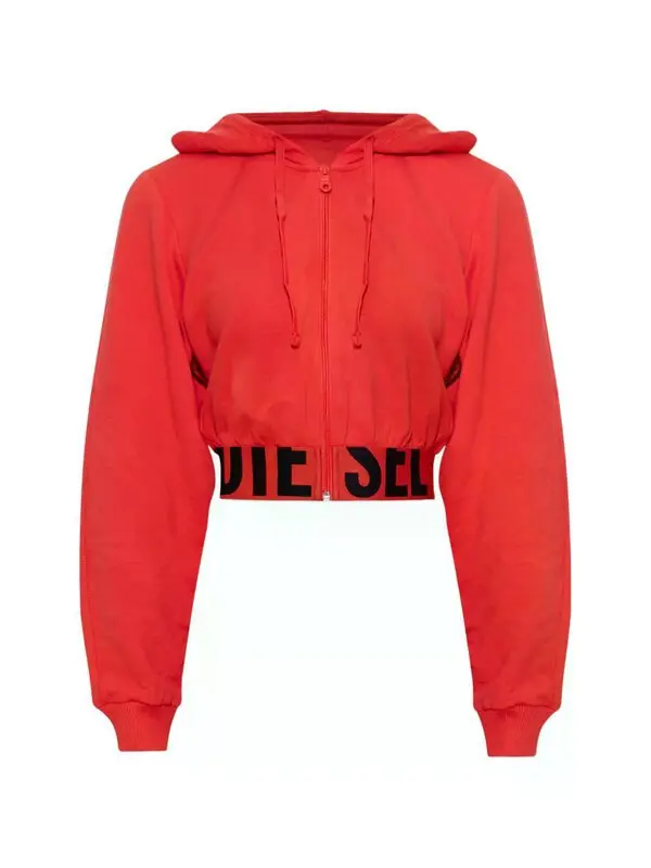 DIESEL® Logo Tape Cropped Hoodie - Red