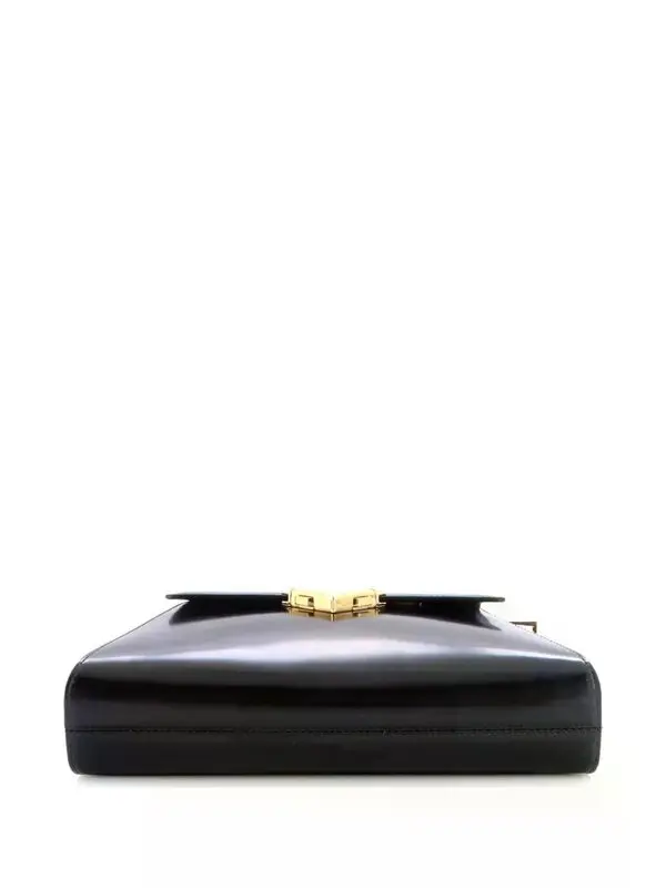 Prada Trapezoid Flap Brushed Leather Shoulder Bag