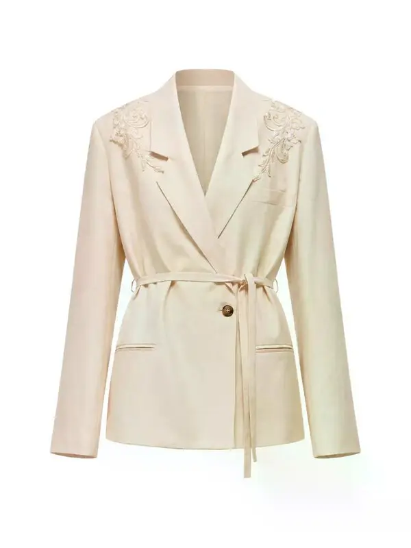 BLUGIRL Lace-embellished Belted Blazer