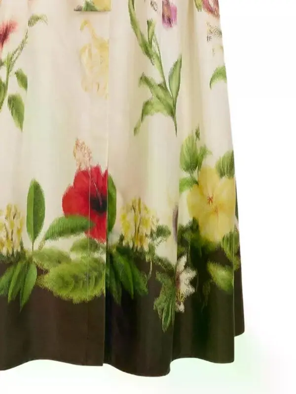 Oscar De La Renta Floral Print Pussy-bow Midi Dress - Neutrals