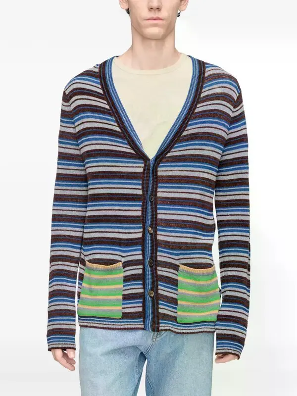 MAISON MARGIELA Striped Wool V-neck Cardigan
