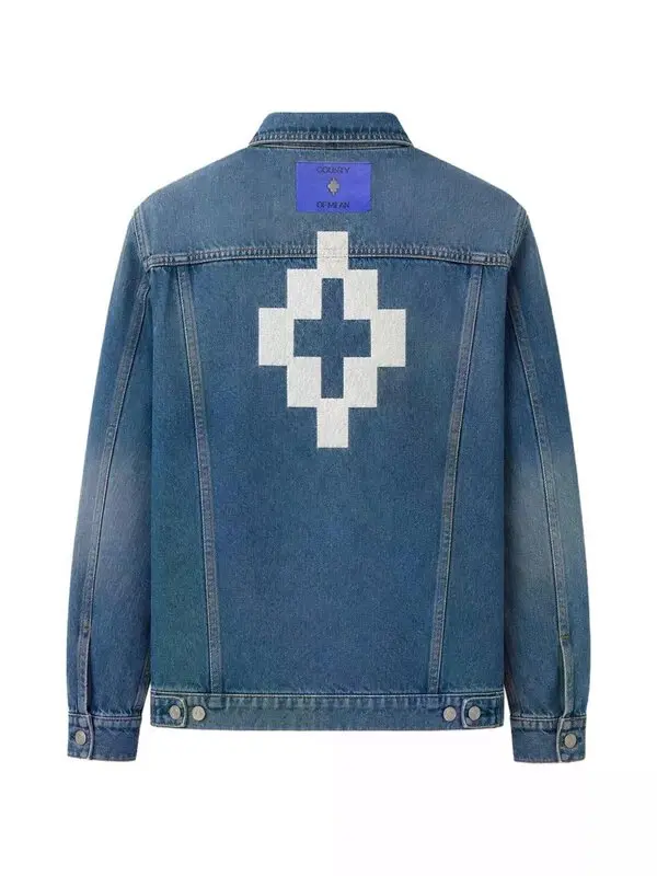 COUNTY OF MILAN Cross-print Denim Shirt - Blue