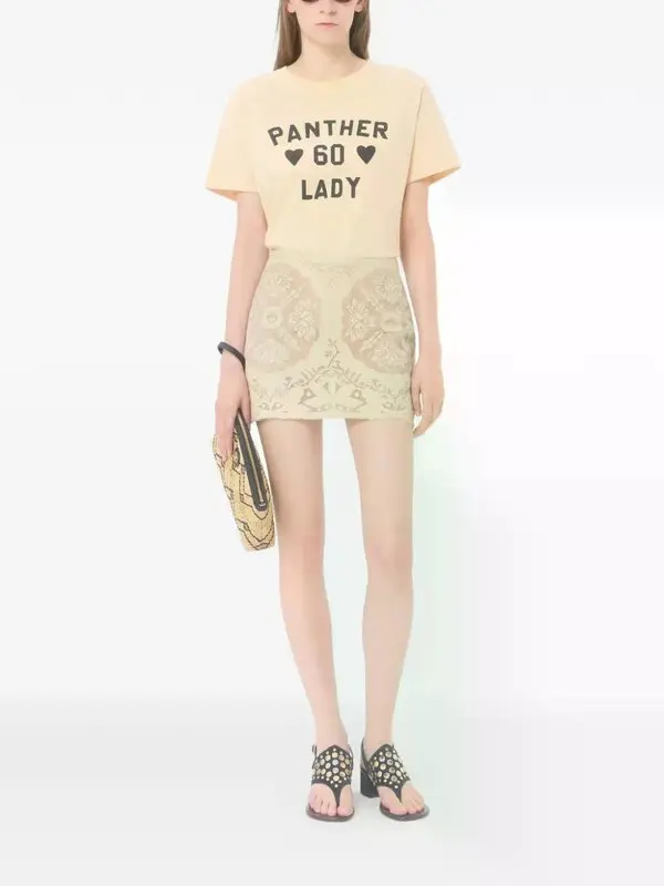 Valentino Garavani Mini Skirt In Floral Stamp Georgette - Neutrals