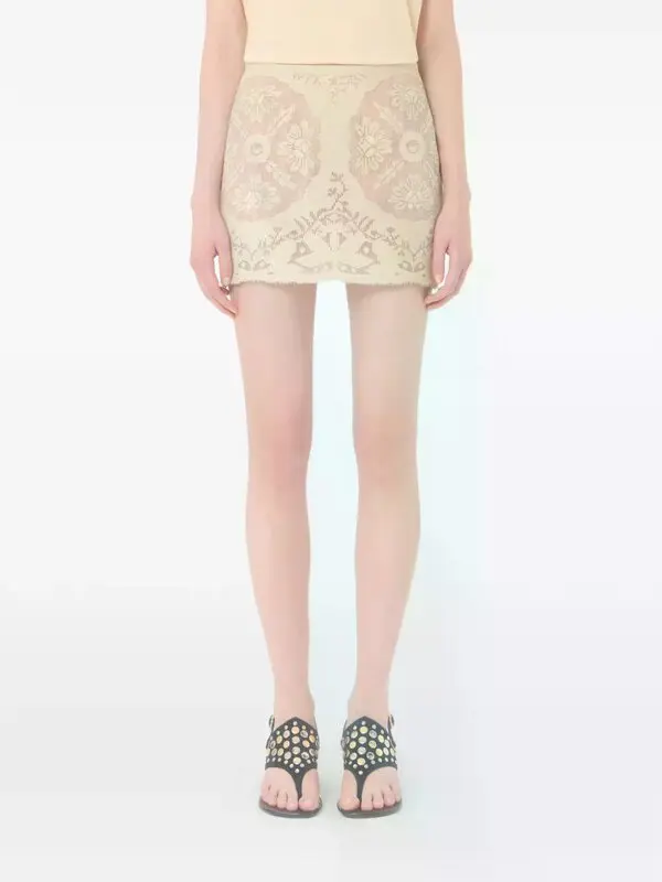 Valentino Garavani Mini Skirt In Floral Stamp Georgette
