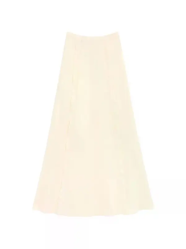 Valentino Garavani Couture Linen Skirt With Lace And Ruffle Details - Neutrals