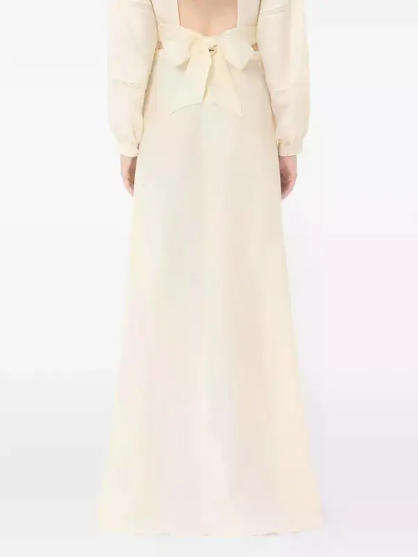 Valentino Garavani Couture Linen Skirt With Lace And Ruffle Details - Neutrals
