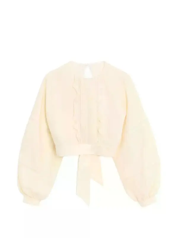 Valentino Garavani Couture Linen Top With Bow Detail - Neutrals