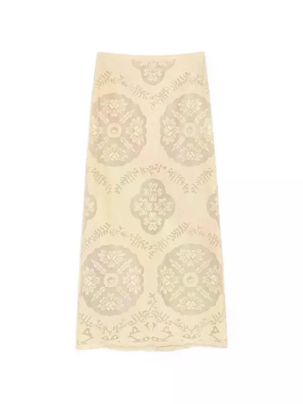 Valentino Garavani Midi Skirt In Floral Stamp Blanket - Neutrals