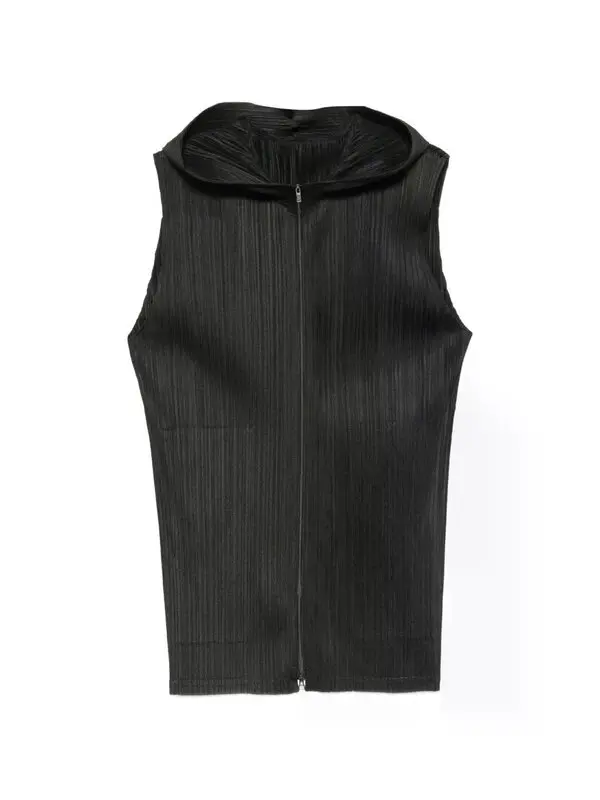 Issey Miyake Sleeveless Zip-up Hoodie - Black