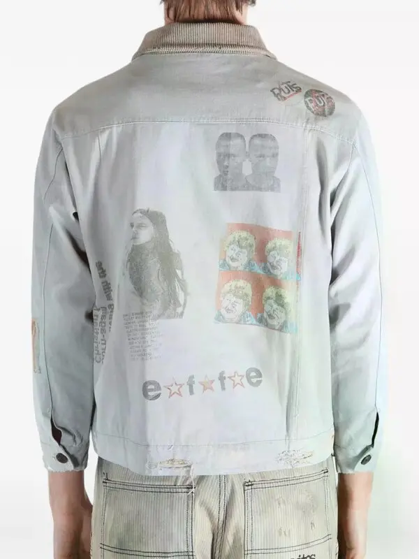 SAITOS Graphic Print Distressed Cotton Jacket