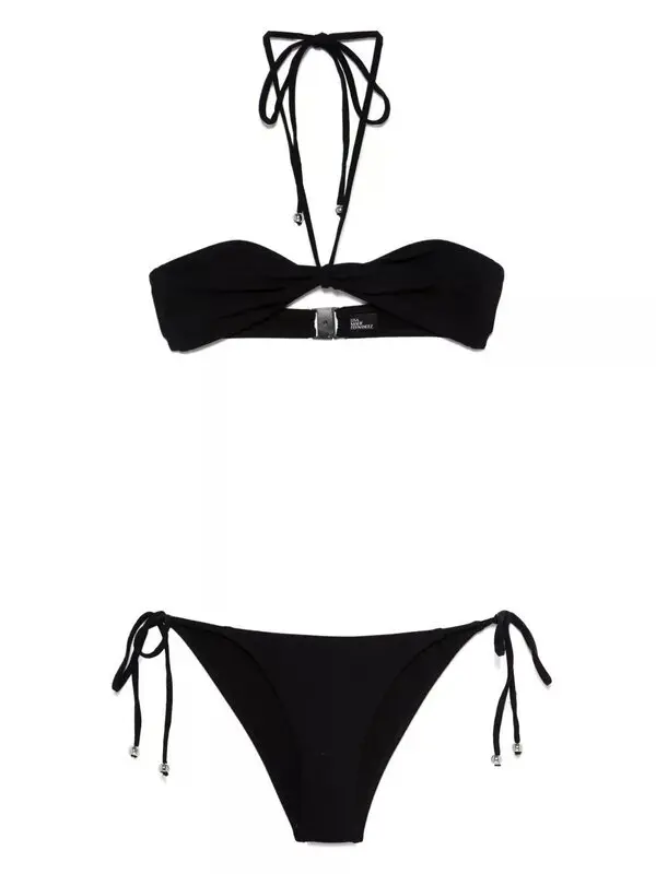 Lisa Marie Fernandez Crepe Bandeau String Bikini - Black