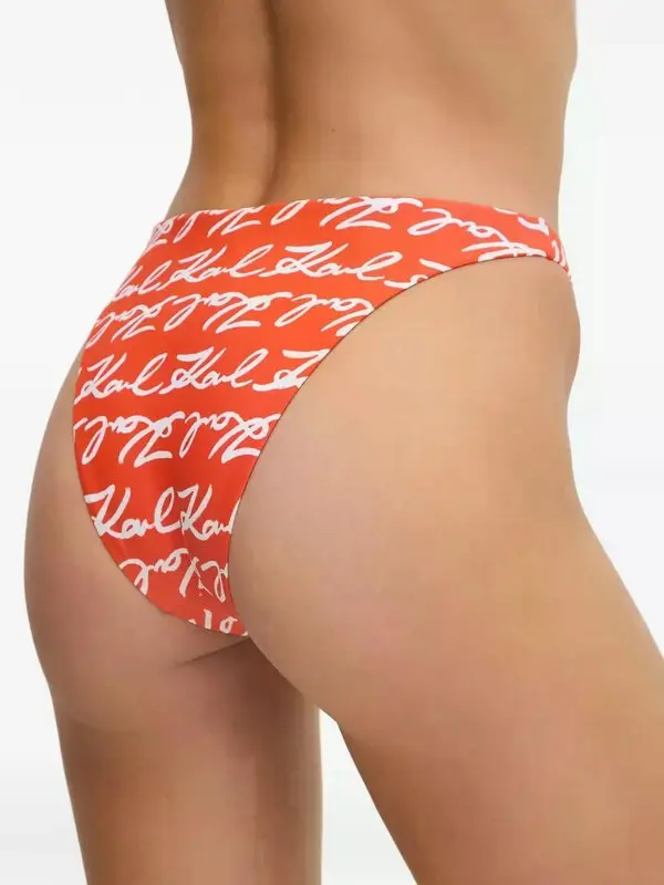 Karl Lagerfeld Script Print Bikini Bottoms - Orange