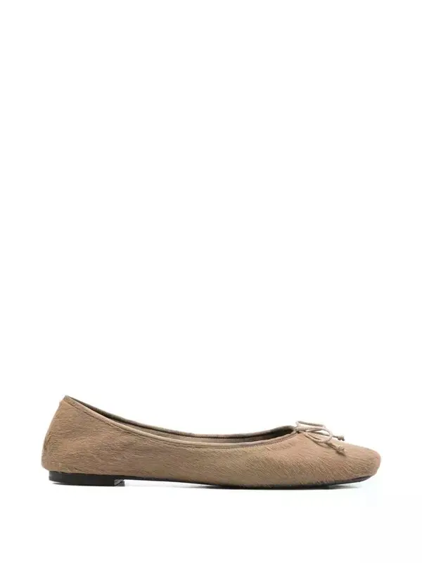 Khaite Charlotte Ballet Flats In Calf Hair With Bow Detailing - Neutrals