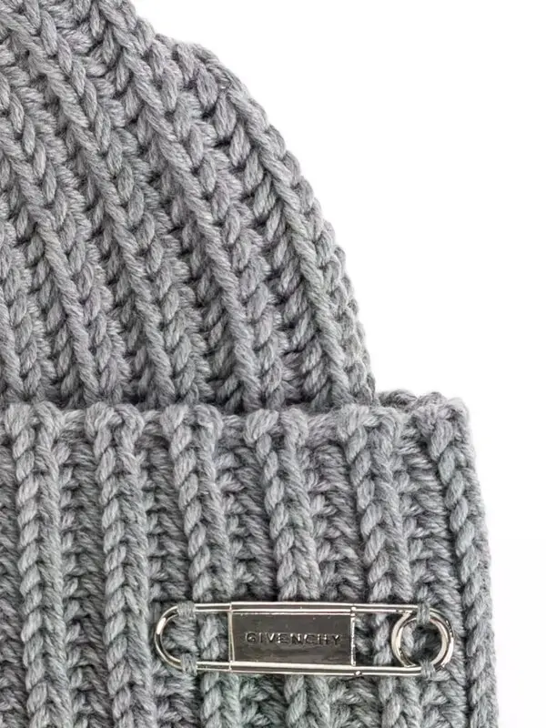 Givenchy Safety-pin Ribbed Beanie Hat