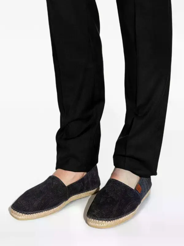 Etro Suede Paisley Espadrilles - Black