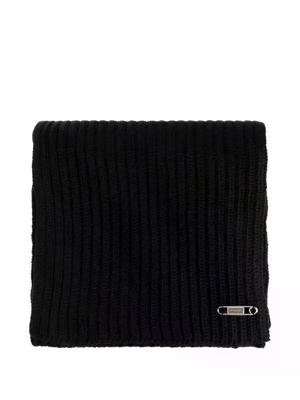 Givenchy Ribbed-knit Pin-detail Scarf - Black