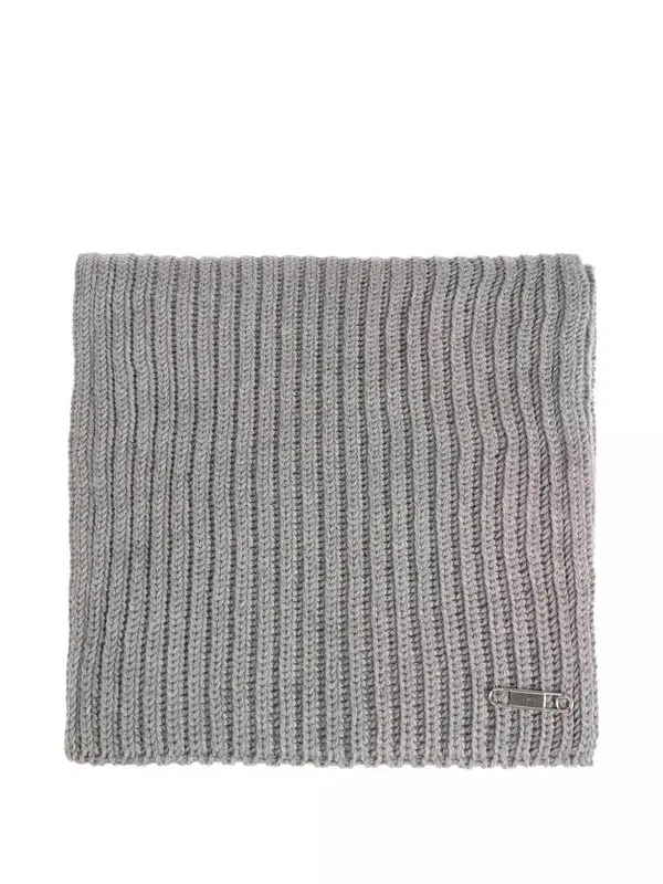 Givenchy Logo-plaque Ribbed-knit Scarf - Grey