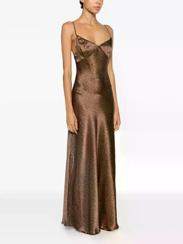 MC2 SAINT BARTH Leopard-print Silk Maxi Dress