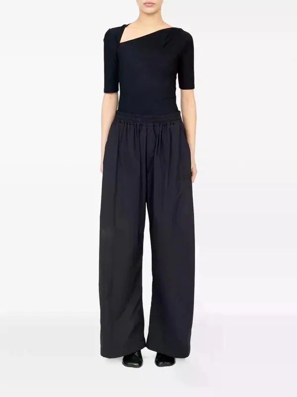 MAISON MARGIELA Logo Embroidered Nylon Drawstring Trousers - Black