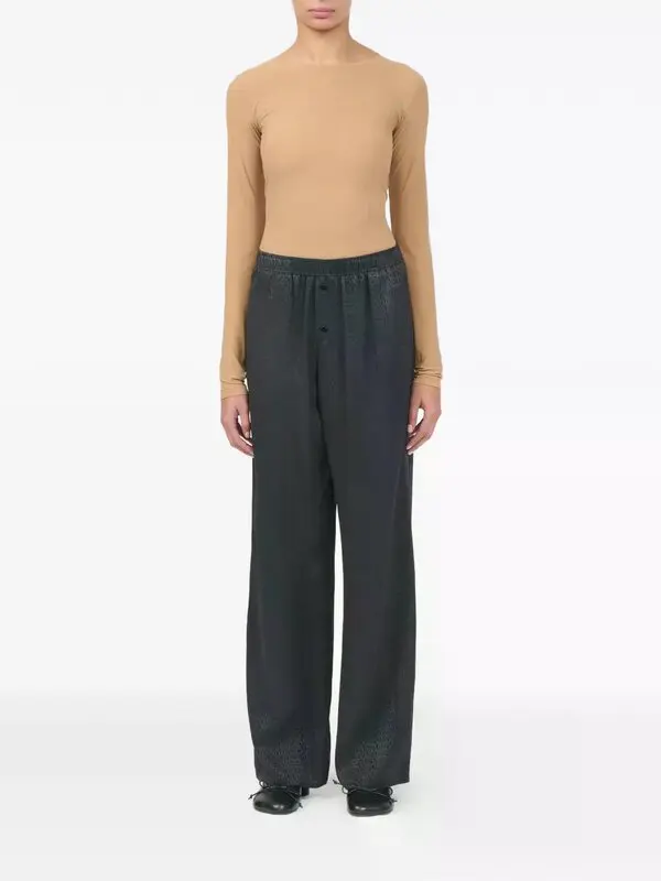 MAISON MARGIELA Black Jacquard Logo Wide Leg Trousers - Grey