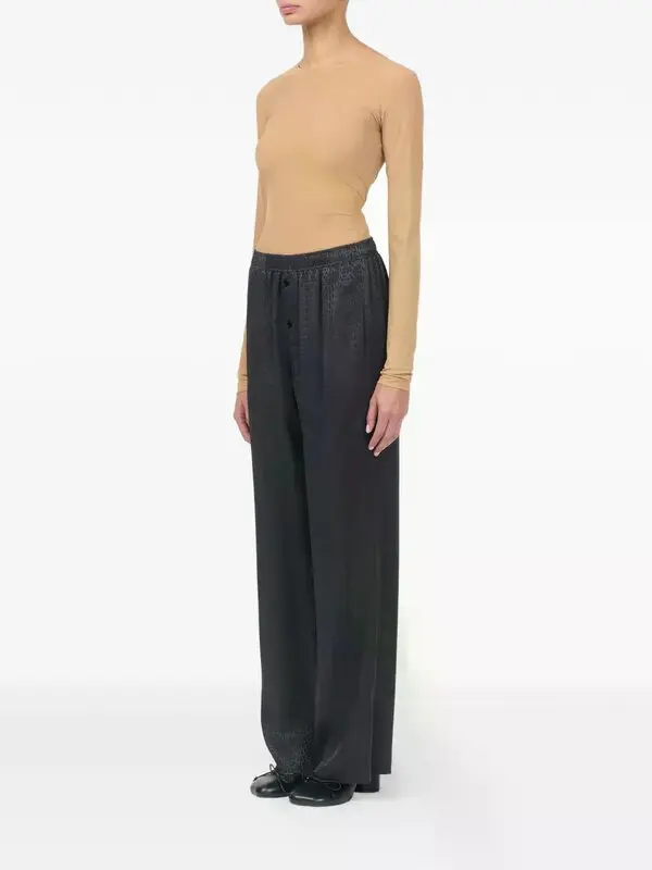 MAISON MARGIELA Black Jacquard Logo Wide Leg Trousers - Grey