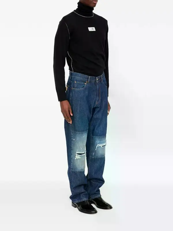 MAISON MARGIELA Straight-leg Jeans With Patchwork And Ripped Detailing