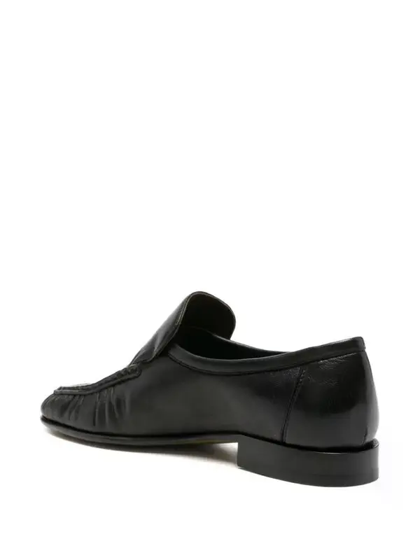 THE ROW Ruched Almond-toe Loafers - Black
