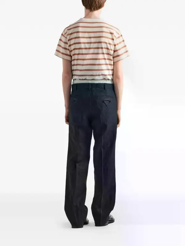 Prada Linen Wide-leg Trousers - Black