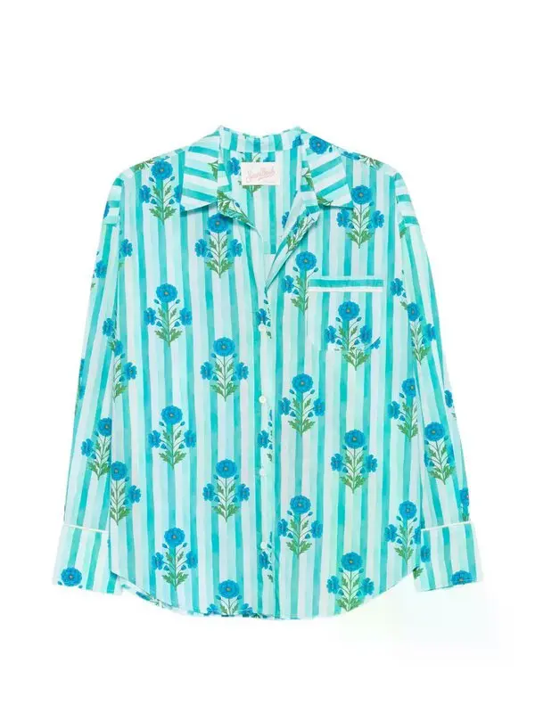 MC2 SAINT BARTH Striped Floral-print Cotton Shirt