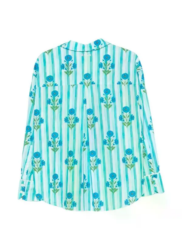 MC2 SAINT BARTH Striped Floral-print Cotton Shirt