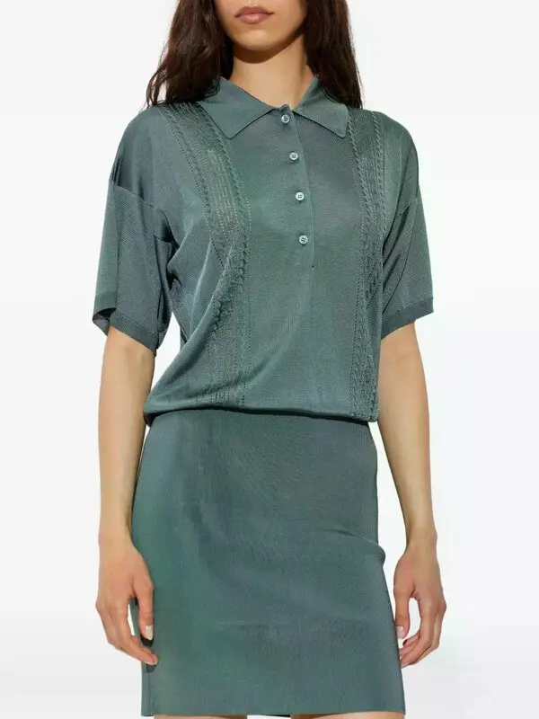Versace Pointelle-knit Mini Polo Dress