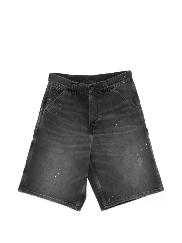 Carhartt Work In Progress Paint-splatter Washed Denim Shorts - Grey