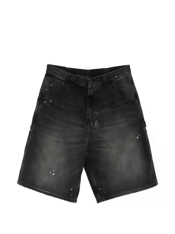Carhartt Work In Progress Paint-splatter Washed Denim Shorts - Grey