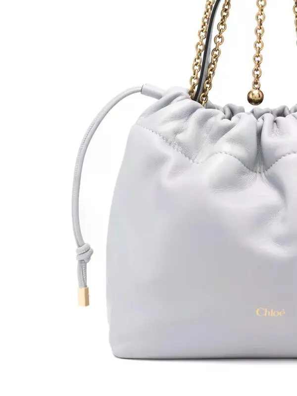 Chloé Drawstring Leather Tote Bag With Chain Strap