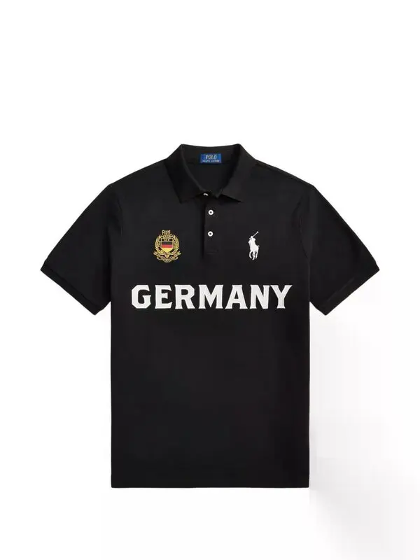 Polo Ralph Lauren Germany Logo-embroidered Piqué Polo Shirt - Black