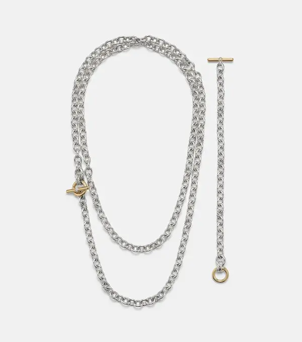 David Yurman Mercer Sterling And 18kt Gold Chain Necklace With Diamonds - Silver
